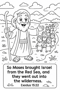 Moses in the Wilderness Coloring Page – Exodus 15:22 - Sermons4Children ...