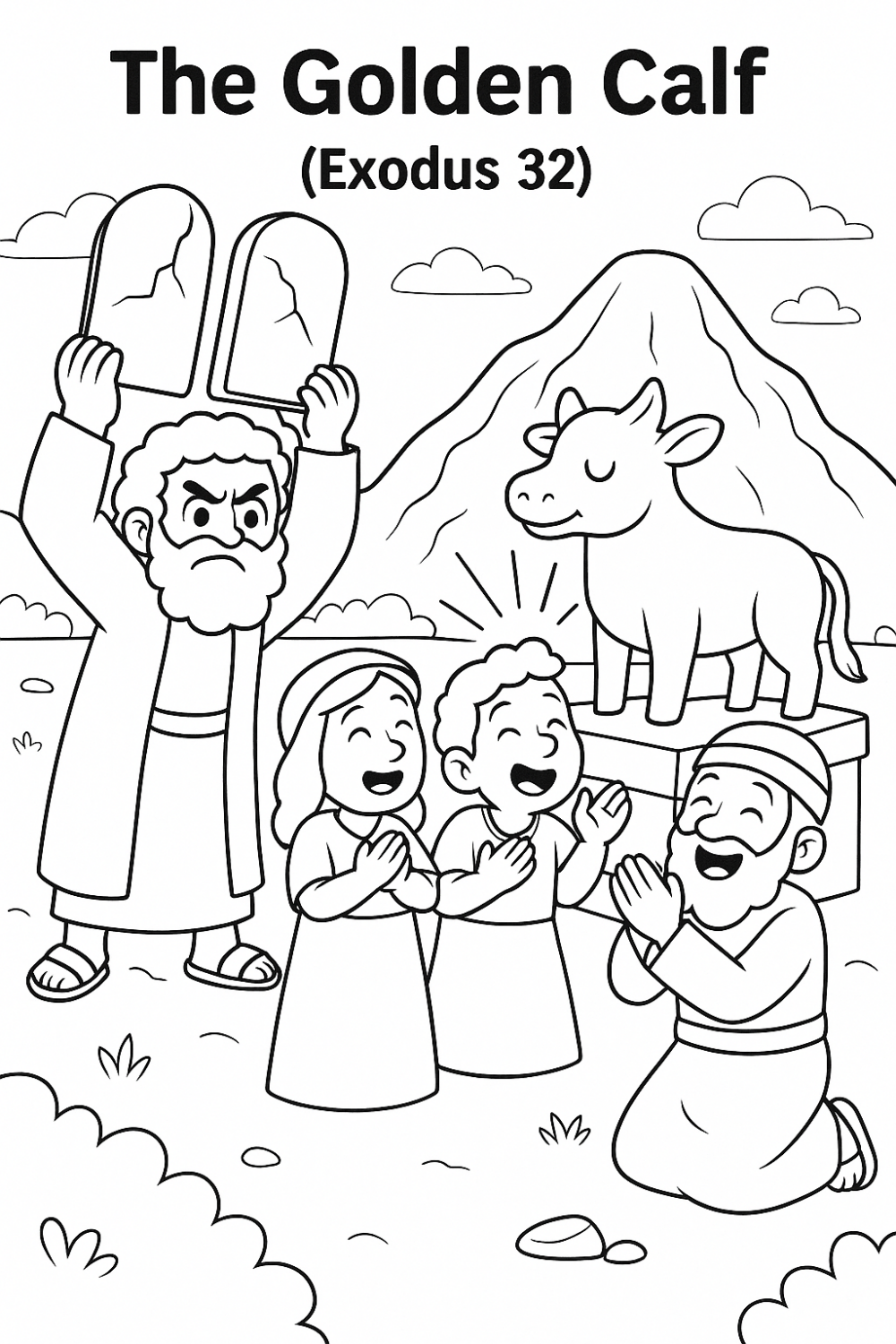 The Golden Calf Coloring Page – Exodus 32 Bible Activity for Kids ...